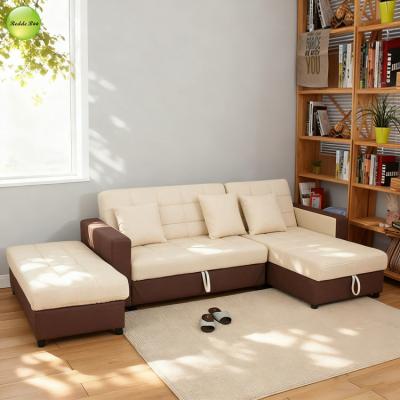 China Convertible Fabric Corner Sofa Bed Furniture Loveseat With Ottoman Sleeping Foldable for sale
