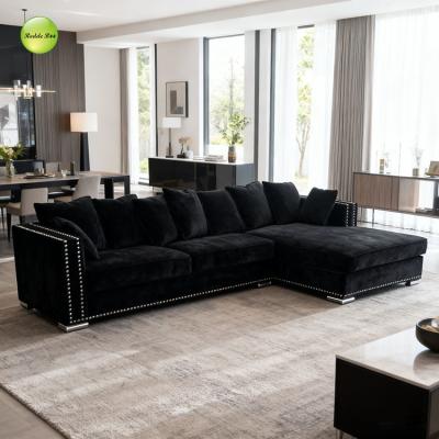China Luxury Black Velvet Lounge: Bold Studs, Modern Flair – Top Pick for Chic, Statement-Making Urban Homes for sale