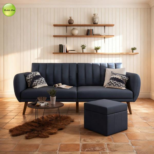 Quality Minimalist Style 3 Seater Linen Fabric Sofa Space-Saving Living Room Furniture Convertible Sleeping Foldable Sofa Bed for sale