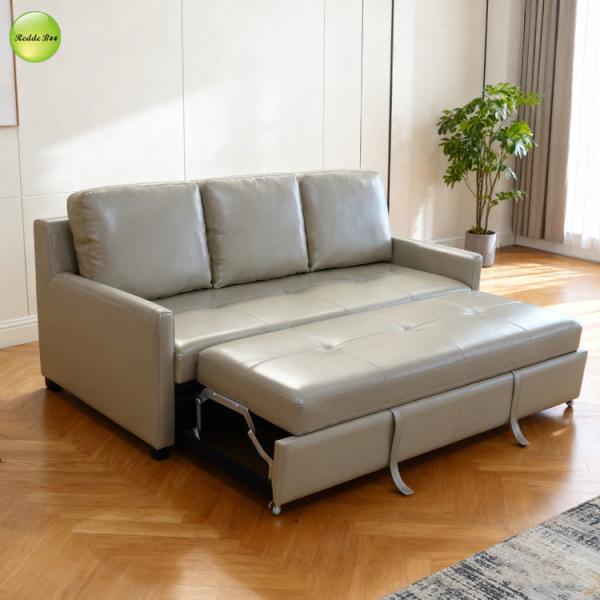 Quality Modern PU Leather 3 Seater Living Room Sofa Convertible Sleeping Pull Out Sofa Bed Space-Saving For Small Apartment for sale