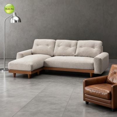 China Light Neutral Sectional: Subtle Elegance, Wood Edge – A Smart Choice for Design-Forward Calm Interiors for sale