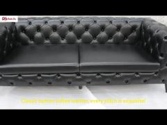 RB339Italian Style Genuine Leather Tufted Sofa