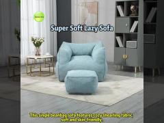 5577 Shearling Fabric Bean Bag Lounge Chair with Ottoman