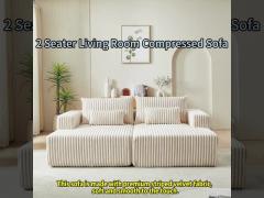 0320 Striped Velvet 2-Seater Compression Sofa