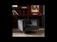 406Modern Elegance Velvet Fabric Channel Back Sofa Sets Reception Room Use