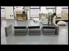 0413Minimalist Design Linen Fabric 3 Seater Sofa with Ottoman for Apartment