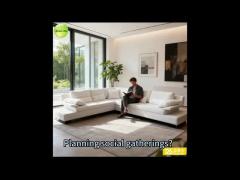 8038Luxury White Sectional Sofa: Ample Seating, Elegant Look – Perfect for Social Gatherings