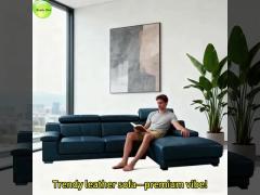8092Trendy Leather Sofa: Premium, Cozy – Redefine Living Space Comfort
