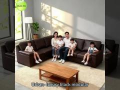 A1005Urban - Luxury Black Leather Modular Sofa: Sleek Silhouette, Premium Craft – Modern Lofts State