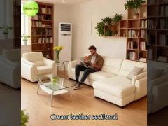 F036 Cream Leather Sectional: Elegant Look, Durable Build – A Smart Choice for Contemporary Minimali