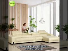 3191 Cream Leather Sectional: Minimalist Chic & Cloud - Like Comfort – Redefine Your Modern Living A