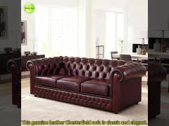 820B 3 Seater Leather Chesterfield Foldable Sofa Bed with Mattress