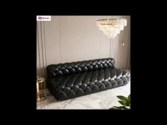 8904Luxury Design Full Tufted Leather 3 Seater Sofa for Reception Room Use