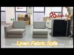minimalist design linen fabric 3 seater sofa with ottoman for apartment