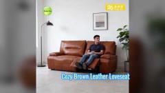 9001 Brown Leather Loveseat: Smooth Texture, Compact Footprint – Transform Home into a Timeless Rela