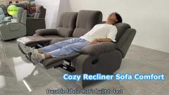 8387  Charcoal Reclining Sofa & Chair: Durable Fabric, Overstuffed Comfort – Perfect for Cozy Contem