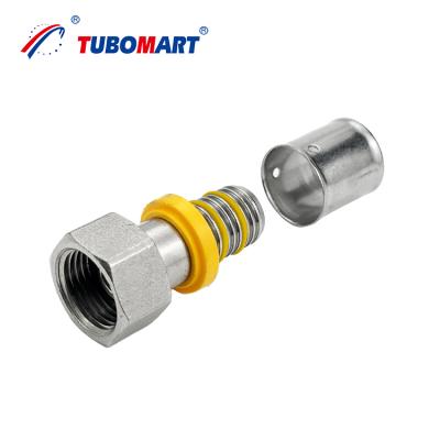 China PEX AL PEX Compatibele Buisfitting Messing Persfitting Loodvrij en Weinig Onderhoud Voor Gasleidingsysteem 16-32mm Te koop