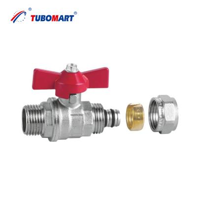 China Best Selling Brass Butterfly Red Handle Brass Gas Mini Valve for Water Gas Applications in Pharmaceutical Plants for sale