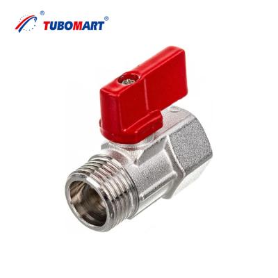 China Tubomart Factory OEM 1/4" Vrouwelijke BSP X 1/4" Mannelijke BSP Messing Water Mini Ball Valve voor gas Te koop