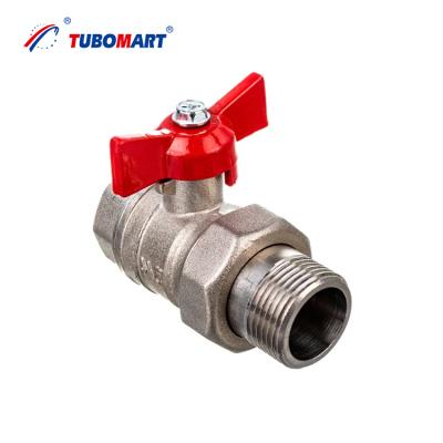 China TUBOMART OEM Female to Male DN25 Brass Ball Valve with Long Handle for Underfloor Heating System for sale