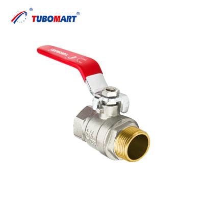 China TUBOMART OEM High Pressure 1 Inch Brass Ball Valves with Butterfly Handle Water Piping System for sale