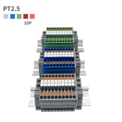China PT 2.5 Din Rail Mounted Connector Push In Connection Spring Clamp Terminal Blocks Kit for sale