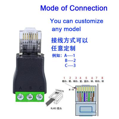 China RJ45 Male to RS485 3 Pin Screw Terminal Adapter Connector Splitter for sale