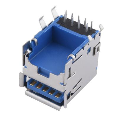 China Dual Port USB 3.0 Type A Type-C Female Socket Jack PCB Board Connector For Laptop Computer for sale