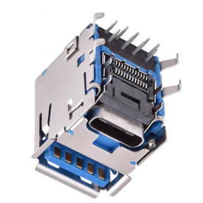 China Dual Port USB 3.0 Type A Type-C Female Socket Jack PCB Board Connector For Laptop Computer for sale