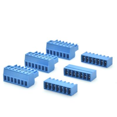 Cina i blocchetti terminali Pluggable della vite del PWB del passo di 3.50mm o di 3.81mm tappano + Pin Header Blue Color in vendita