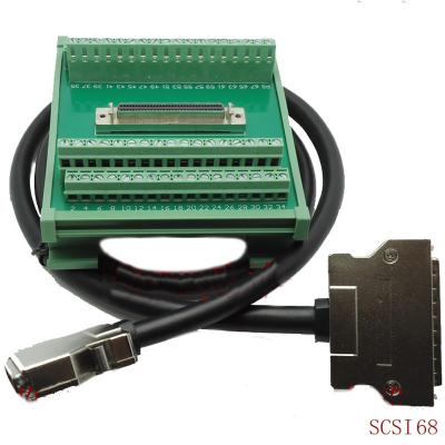 China SCSI 68 Pin Connector DIN Rail Mounting Terminal Blocks Adapter with 1 meter Cable for sale