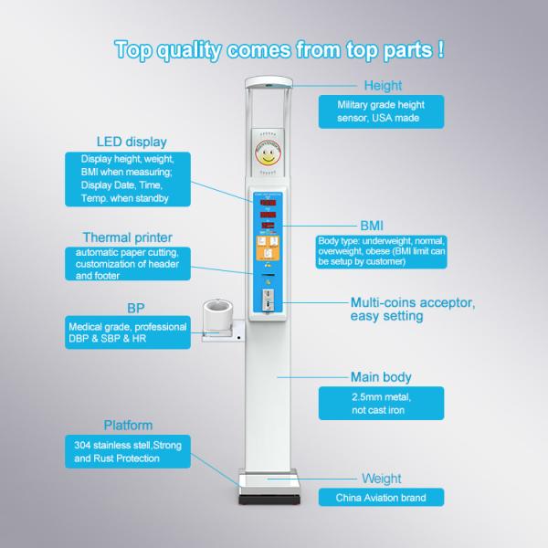 Quality Modern Electronic Coin Operated Height Weight Body Scale for Clinics Schools and for sale