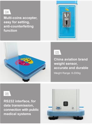 중국 동전 조작 LCD 디스플레이 중량 및 키 건강 검사 중량 척도 중국 판매용