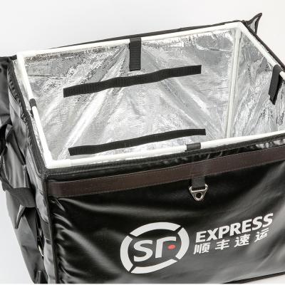 China Custom Logo 420D/PVC Takeaway Aluminium Pizza Bike Leakpoof Geïsoleerde Food Delivery Bag Te koop