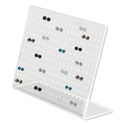 China L-Shape Clear Acrylic Jewelry Earring Display Counter Plexiglass Jewellery Earring Holder for sale