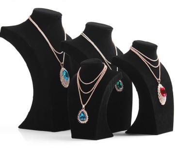 China Jewelry Display Multi Necklace Holder Bust in Black Velvet Height 12",10",9",7" for sale