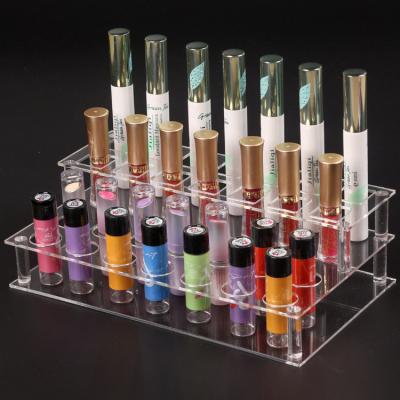 China Acrylic Cosmetic Lipstick Display Stand Plexiglass Makeup Counter Lipgloss Holder Lucite Lipbalm Rack for sale