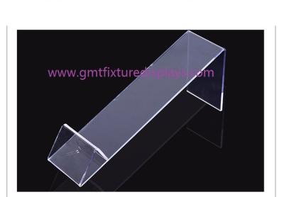 China Shoe Display Slatwall Heel Rest Rack Stand Clear Acrylic Shoe Holder Support Strip for sale