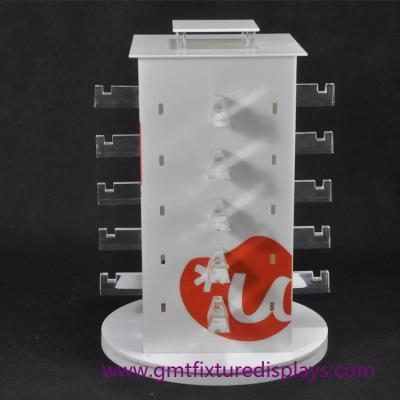 China Revolving White Acrylic Sunglasses Display Stand Free Standing Eyewear Display For 20pcs Glasses for sale