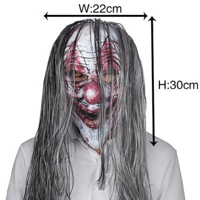Cina Costume diabolico del burlone di Ghost Head Mask del pagliaccio di orrore sinistro con Grey Hair in vendita