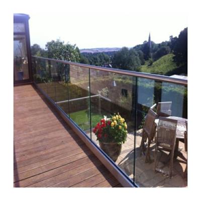 China U base railing glass balustrade with timber handrail glass railing for terrace Te koop