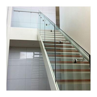 China Glass base shoe frosted glass balustrade metal outdoor railings for stairs Te koop