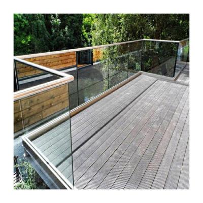 Cina U base glass railing external glass balustrade prices roof safety handrails in vendita