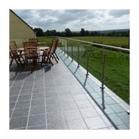 China Double layer glass balustrade wood deck with white railing panel railing cost for sale