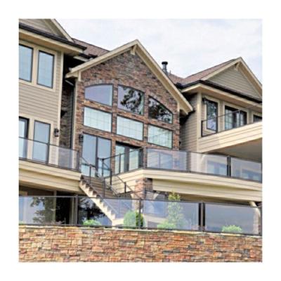 中国 Double laye glass fencing metal hand railing for porch tempered glass railing cost 販売のため