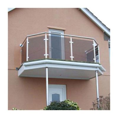 Cina Grey glass banister decorative balcony railing balustrade with timber handrail in vendita