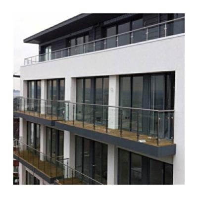 中国 Safety glass guardrail black metal balcony railing unique glass fencing 販売のため