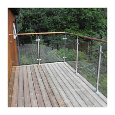 Cina Double laye glass guardrail horizontal cedar deck railing steel railing with glass in vendita