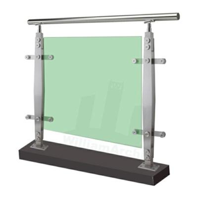 China Toughened etched glass balustrade railing barrier fencing Te koop