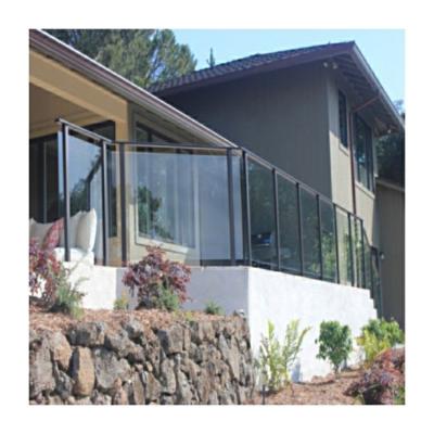 中国 Led glass banister black metal railing for porch stainless steel and glass railing systems 販売のため